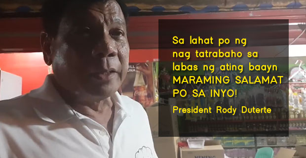 President Rody Duterte Thanks OFWs promises OFW department